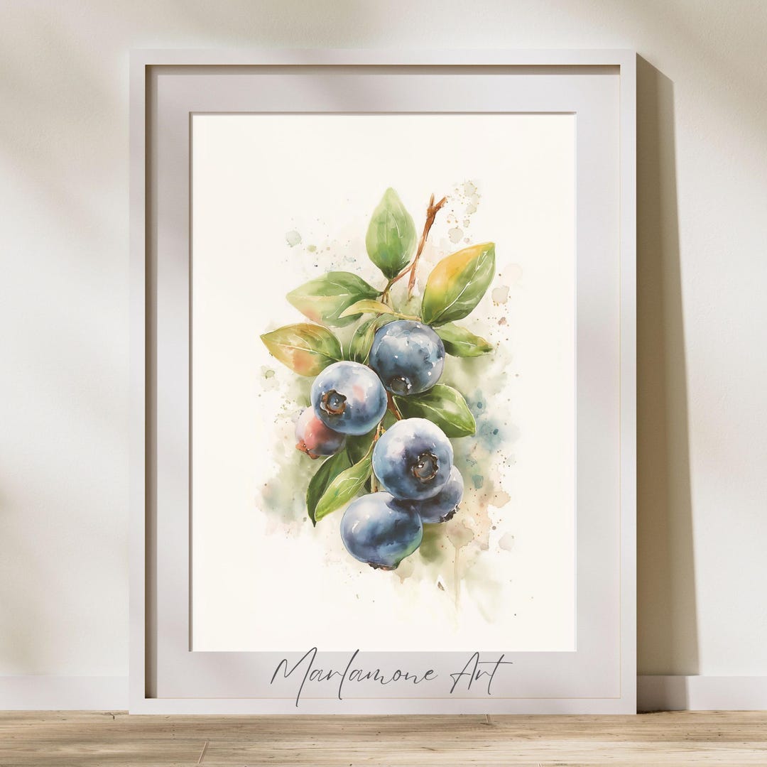 Watercolor Blueberries Wall Art, Digital Download Kitchen Decor - Etsy