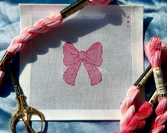 Beginner Bow Needlepoint Canvas | 18 Mesh Needlepoint Camvas ...