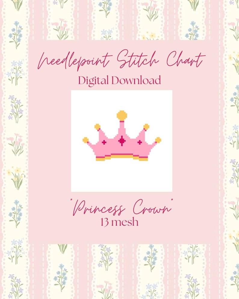 Princess Crown Needlepoint Chart | Needlepoint Paint Chart Digital ...