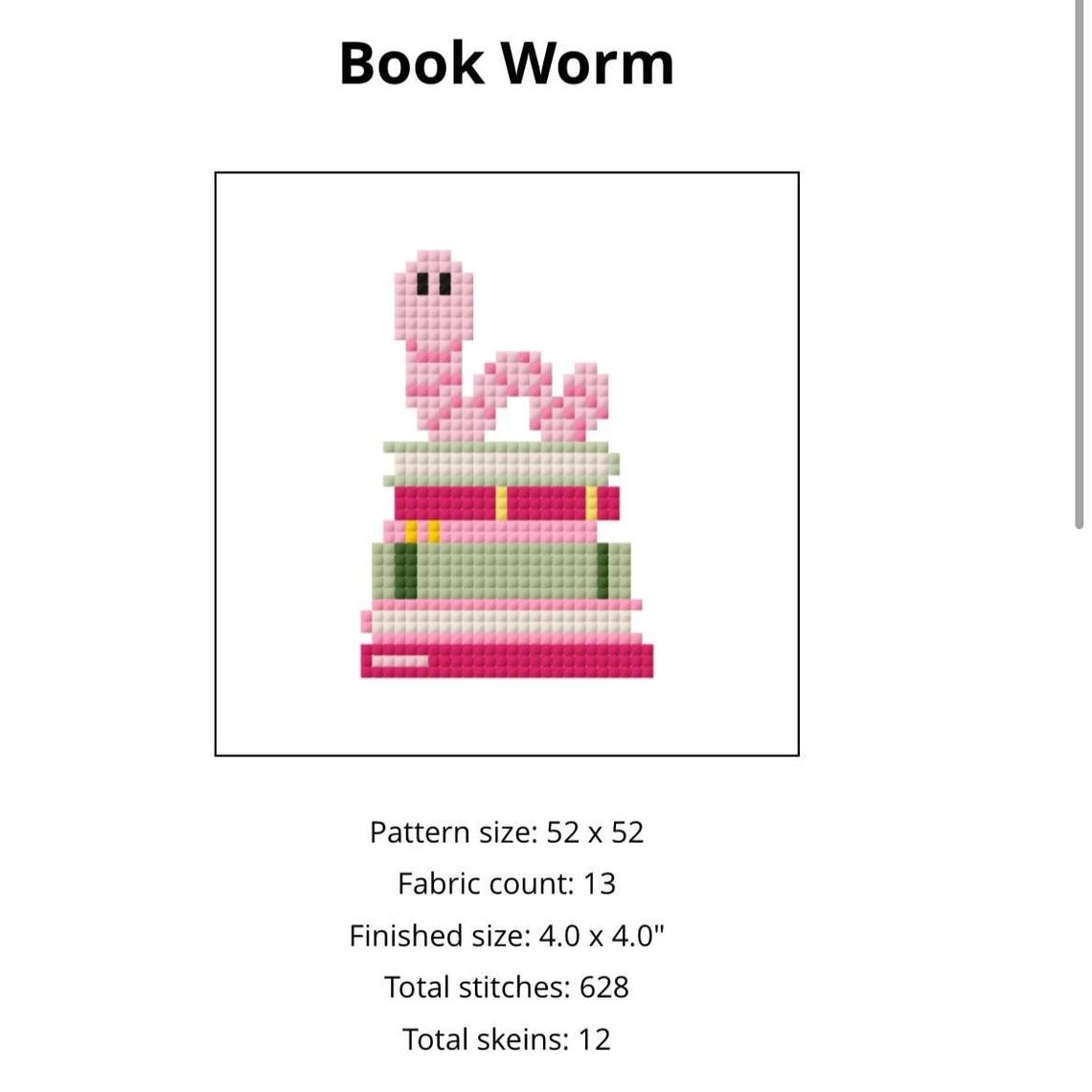 Bookworm Needlepoint Chart: Paint Your Own Canvas (digital Download) - Etsy