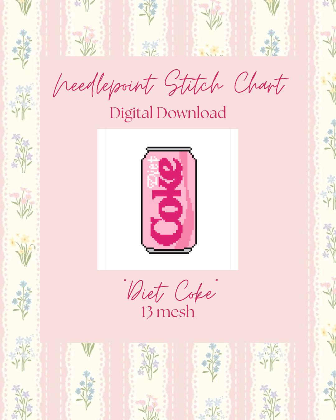 Diet Coke Needlepoint Chart | Needlepoint Paint Chart Digital Download ...