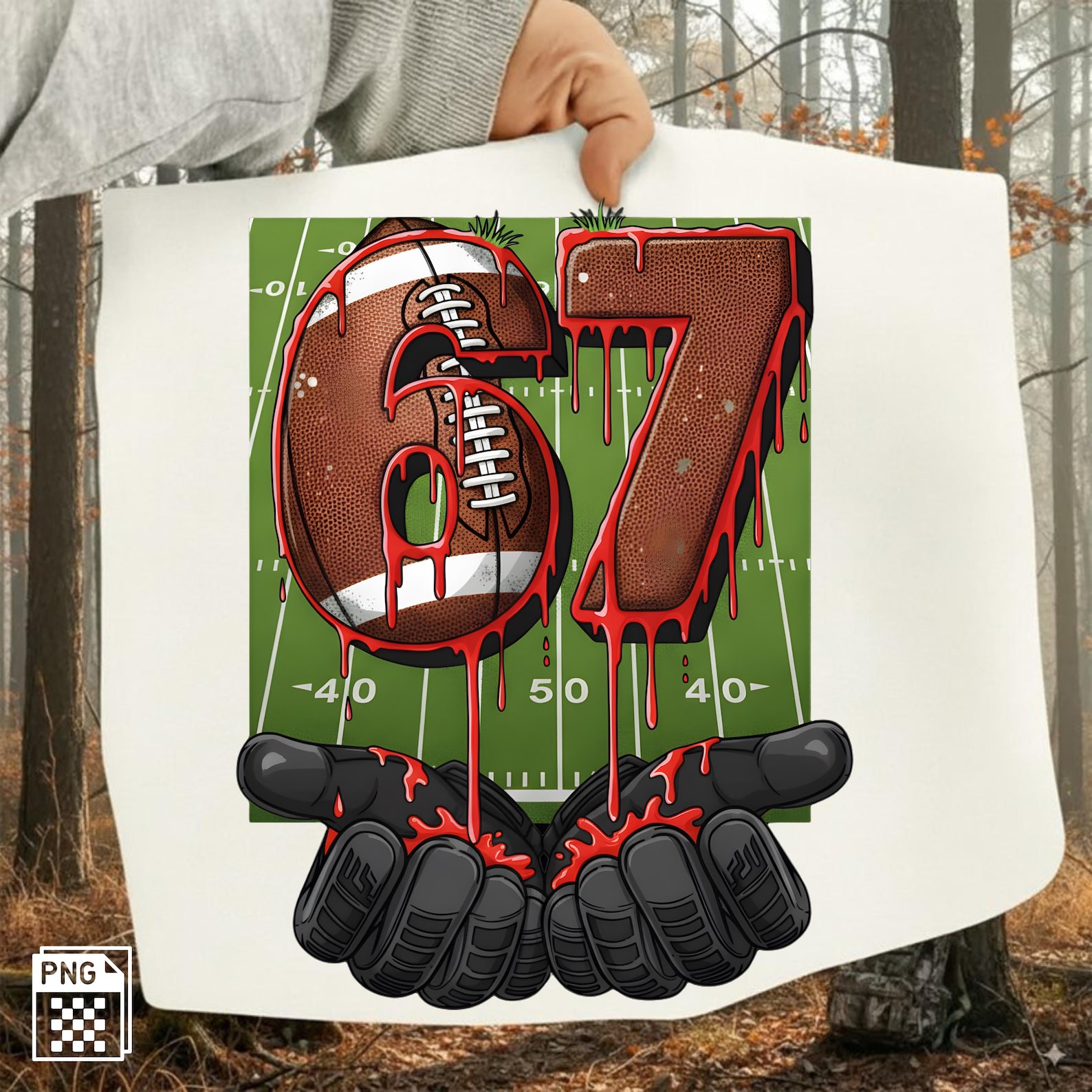 Football 67 Drip PNG | Cool Gen Alpha Sports Meme Design | Gridiron ...
