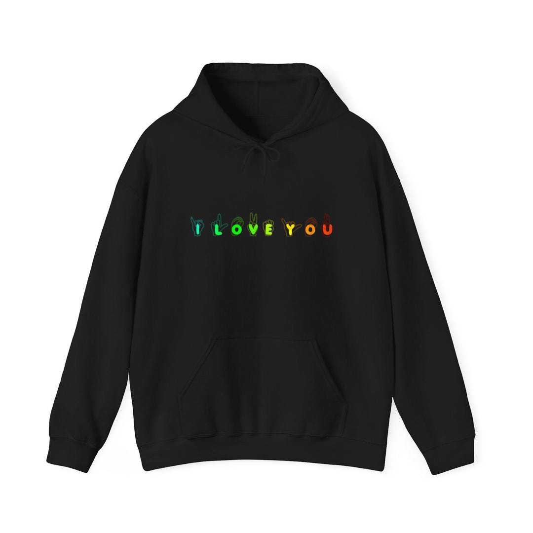 Unisex Minimalist I Love You Hoodie | Sign Language Love Graphic, Cozy ...