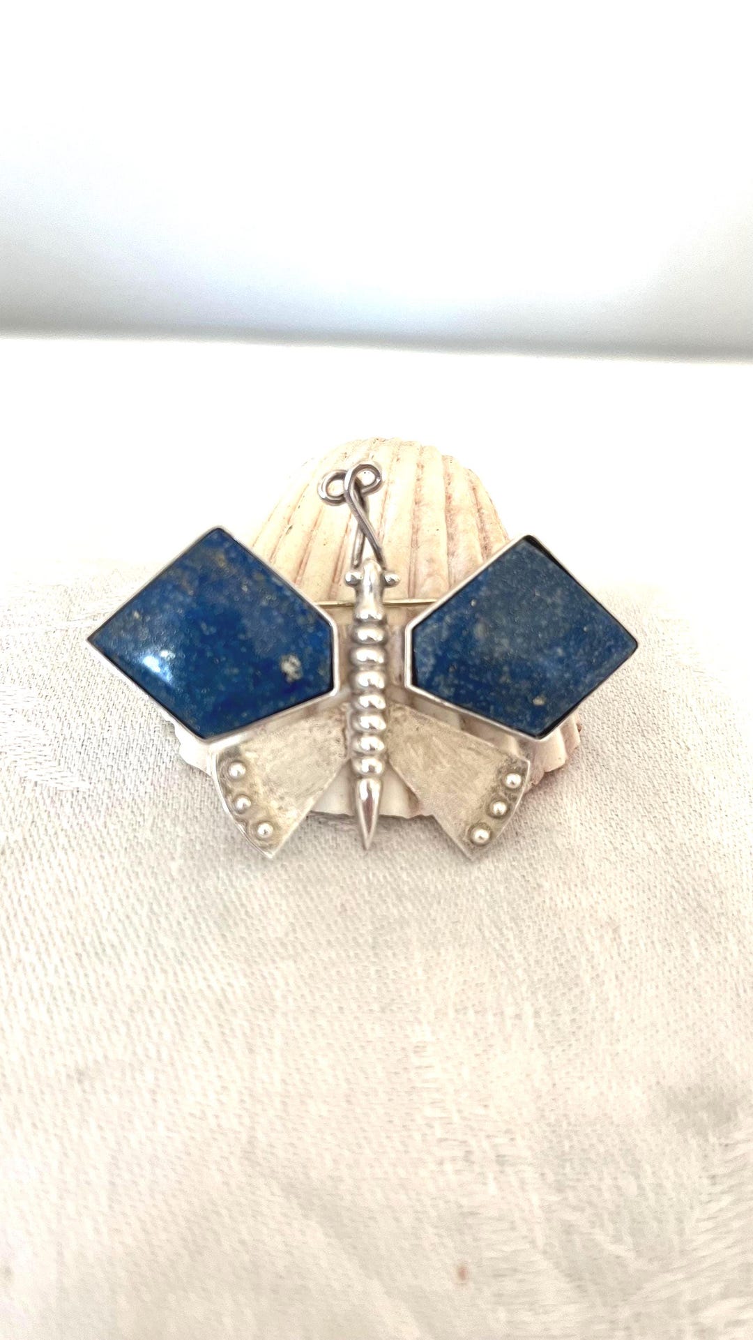 Lapis Lazuli Butterfly Brooch | Vintage Mexican 925 Pin | Los Castillo ...
