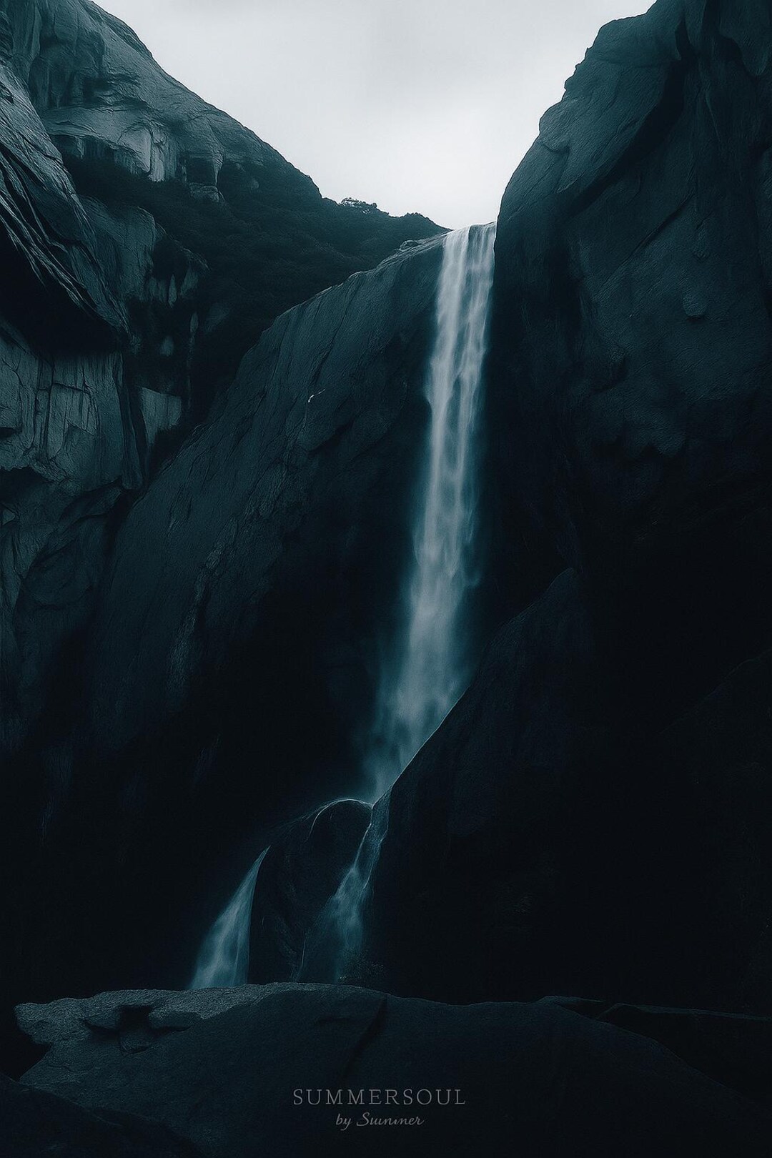 Moody Waterfall Print | Cinematic Nature Wall Art | Digital Download - Etsy
