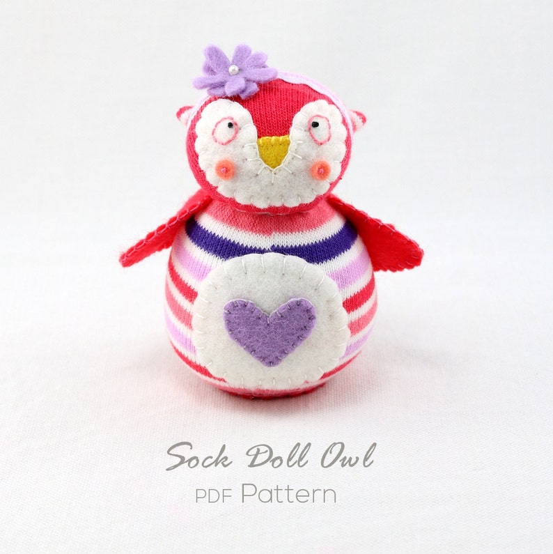 Sock Doll Owl Wearing a Headband Pattern PDF Instant Download Beginner ...