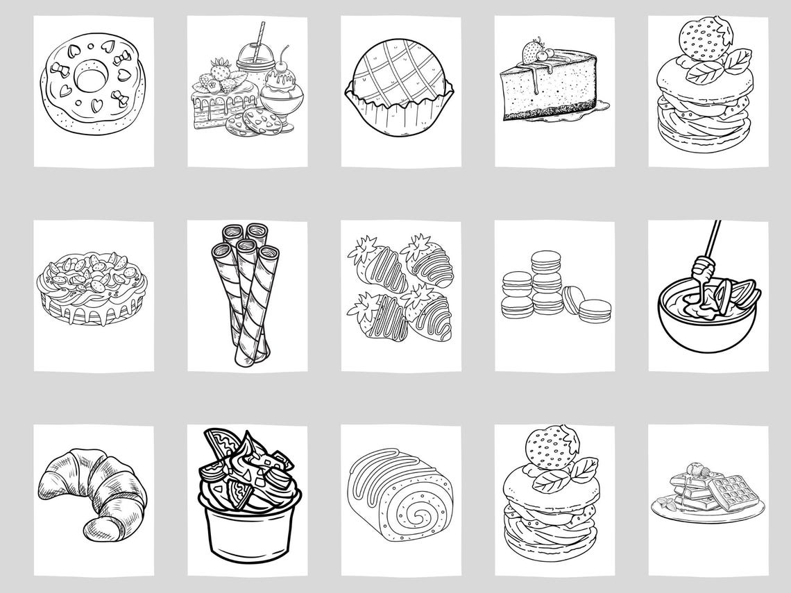 Dessert Coloring Book Printable | 30 Cute & Easy Dessert Coloring Pages ...