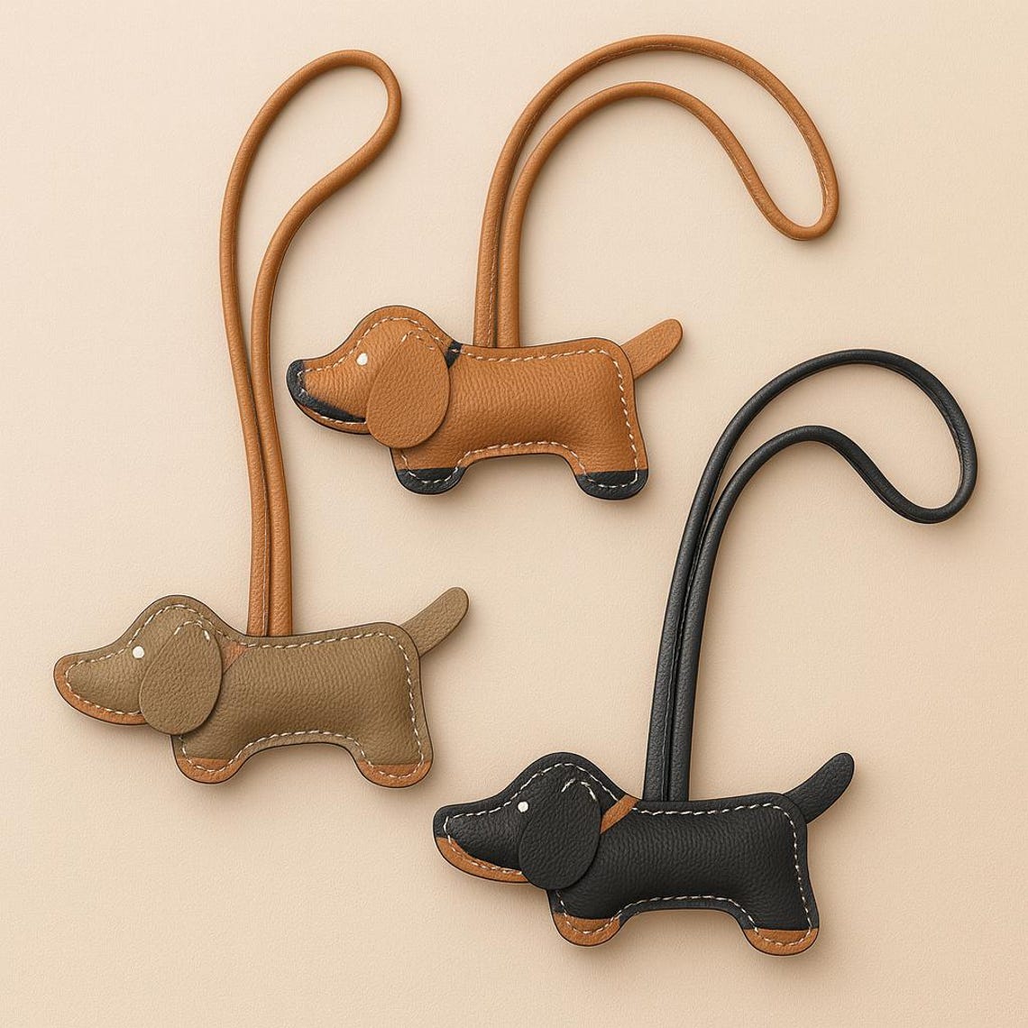 Full-grain Leather Dachshund Bag Charm,sausage Dog Purse Accessory ...
