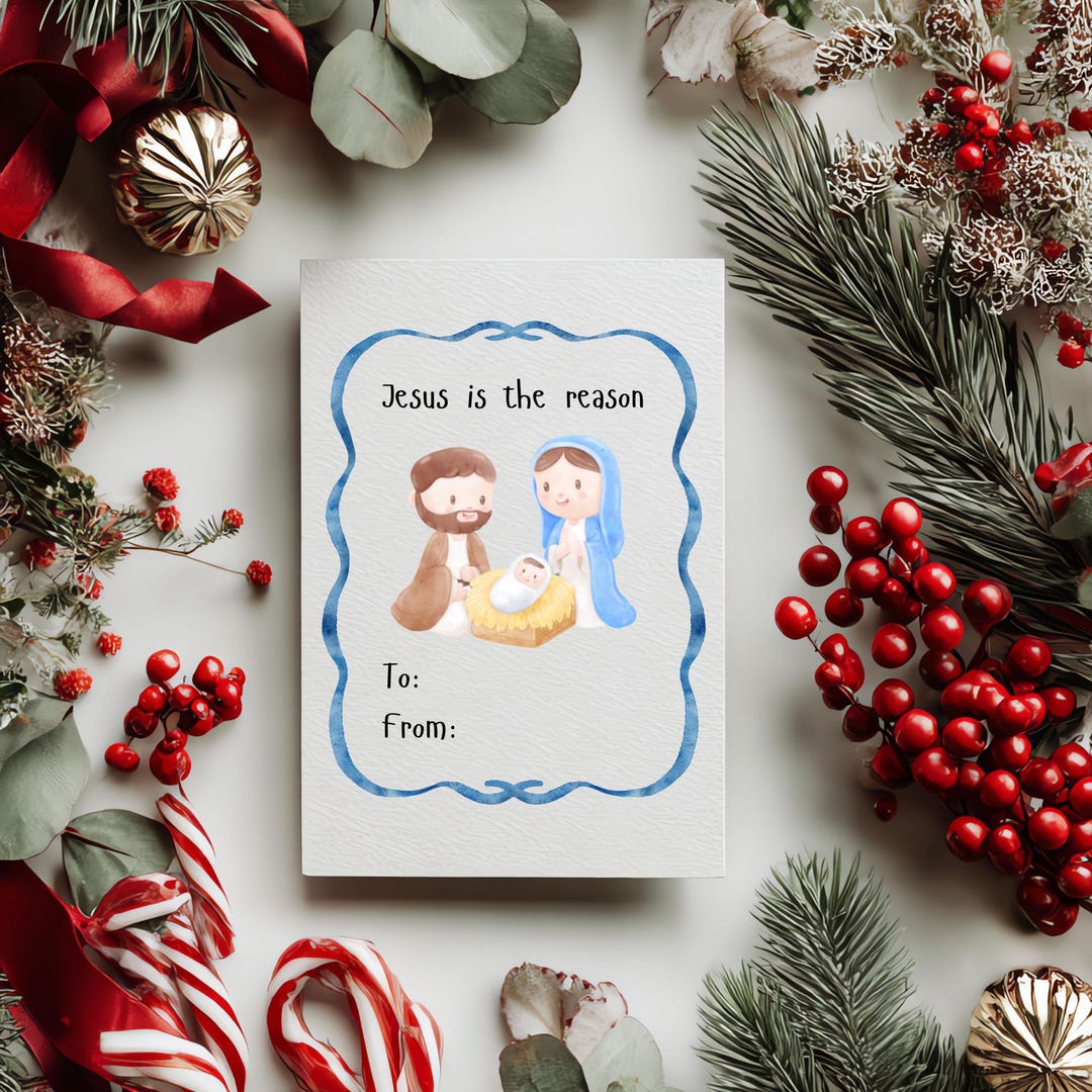 Jesus Nativity Gift Tags Printable – Watercolor Christmas Tags – 6-up ...