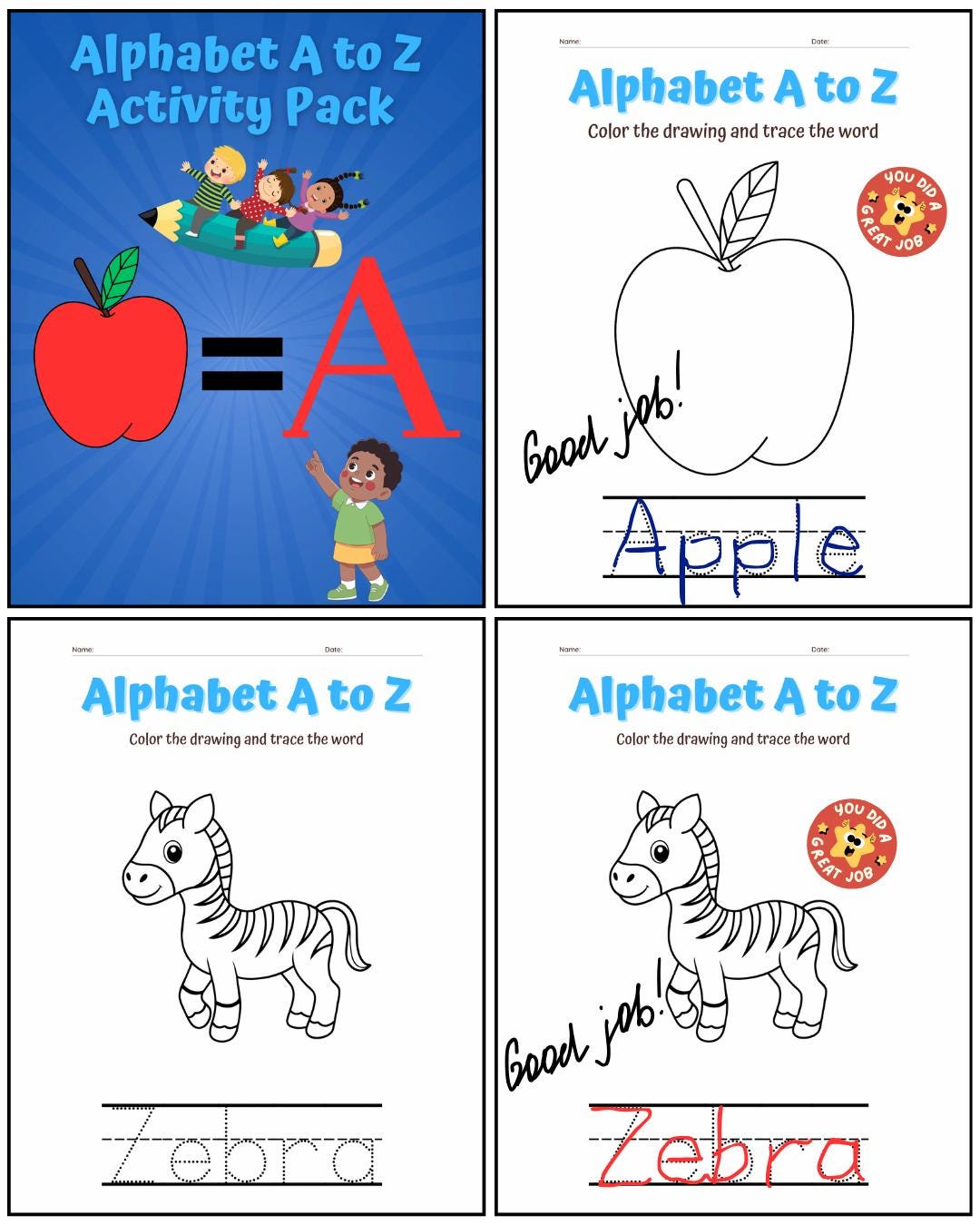 27 Preschool Pre-k Alphabet Tracing Worksheet Bundle PDF Download ...