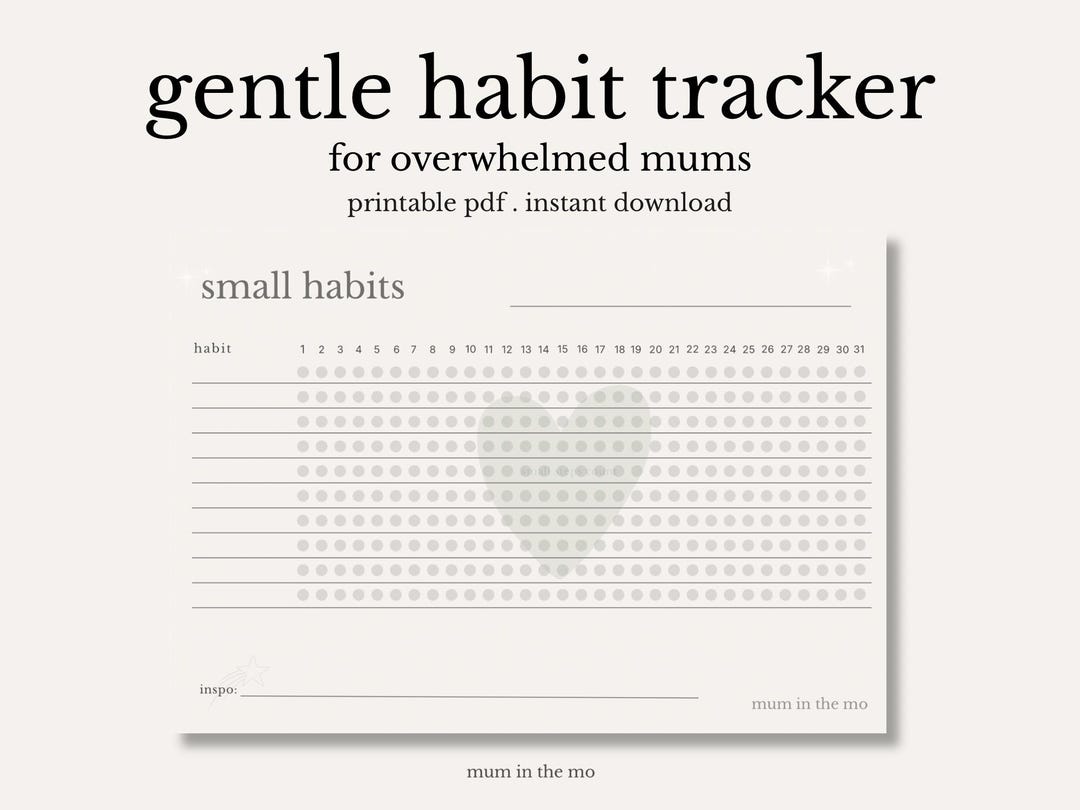 Small Habits With Inspo - Gentle Habit Tracker for Mums | Printable ...