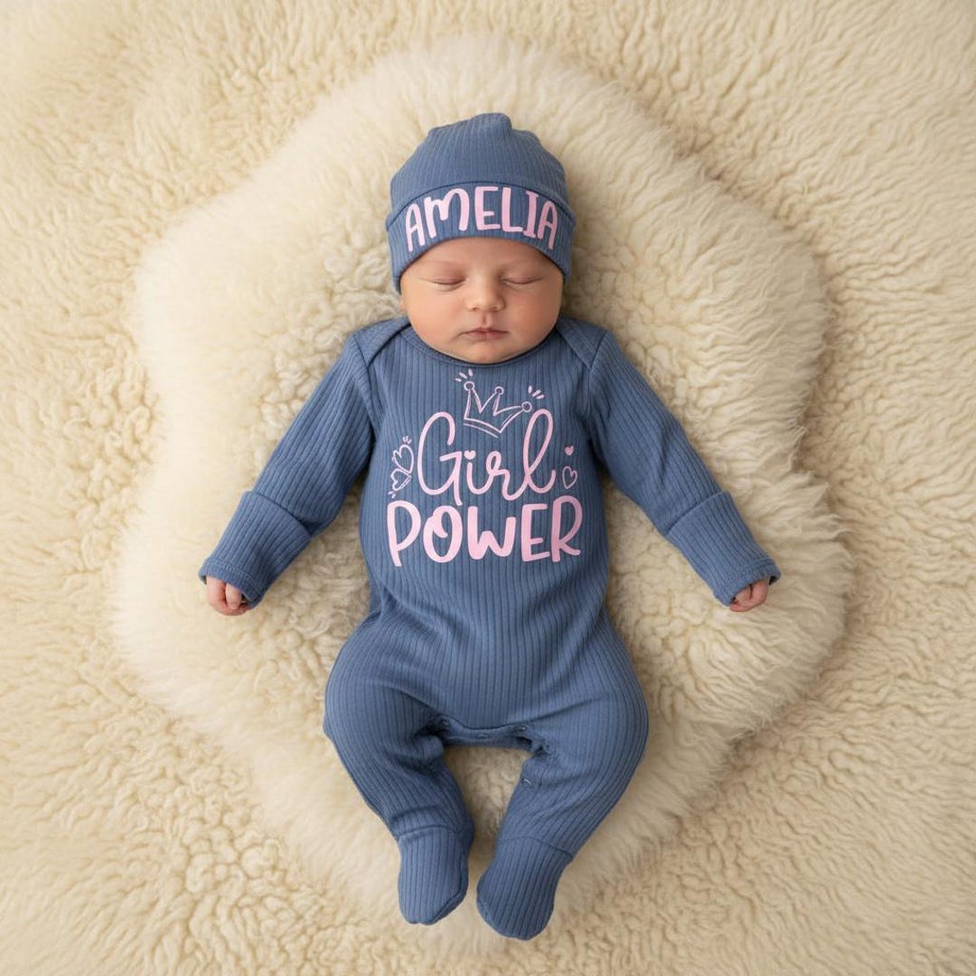 Personalized Girl Power Baby Outfit, Custom Name Newborn Girl Romper ...
