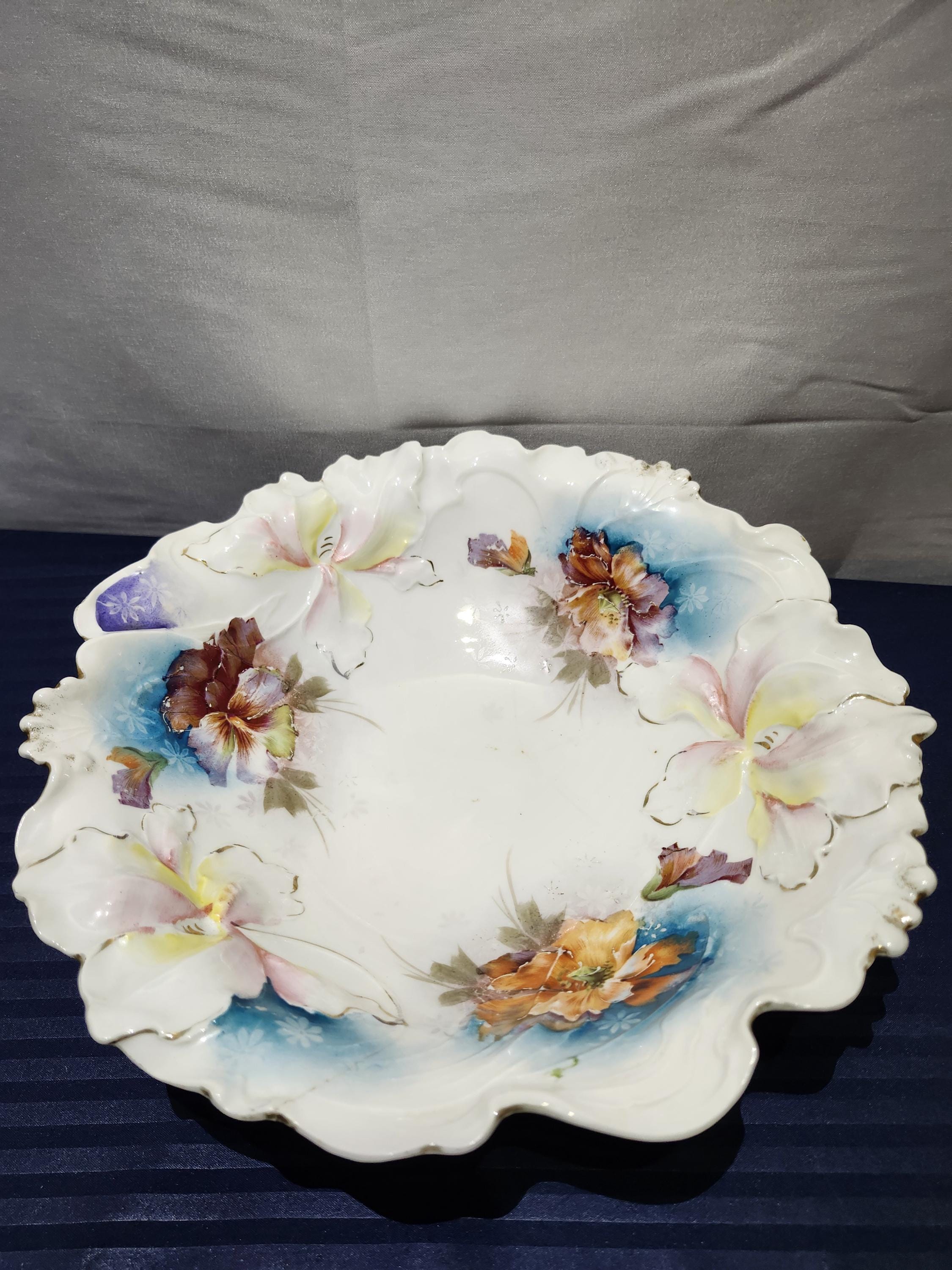 Antique Victorian Hand-painted Bowl With Signature - Has Old Repair ...