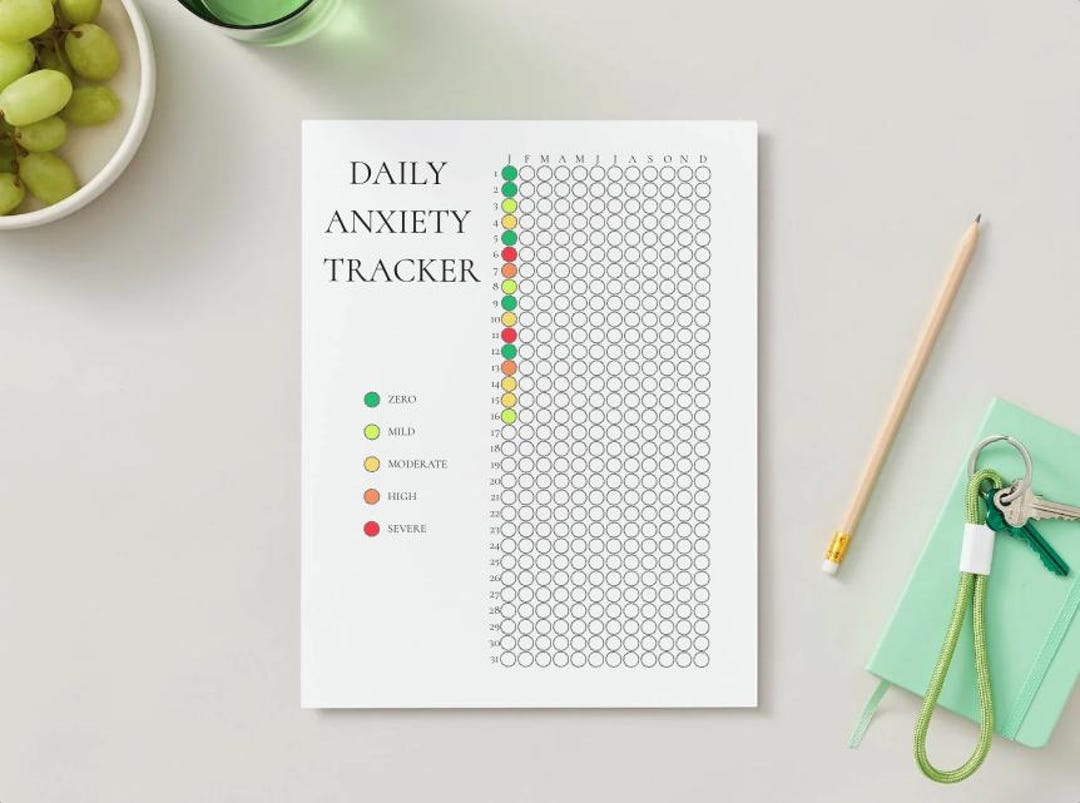 Anxiety Tracker Printable Bullet Journal 12 Month Daily Mood Tracker ...