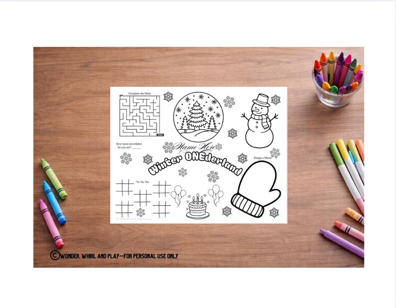 Winter One-derland 1st Birthday Activity Page - Instant Download - Etsy