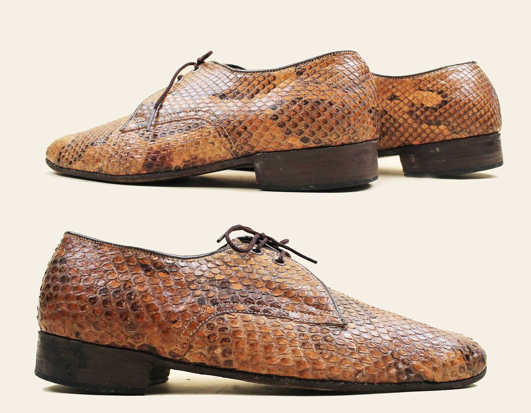 60s 70s Vtg Custom Python Snakeskin Oxford Dress Shoe Lace up Mod Glam ...