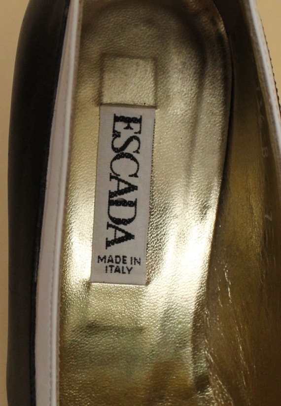 80s Vtg ESCADA Midnight Blue Leather White Stripe Hig… - Gem