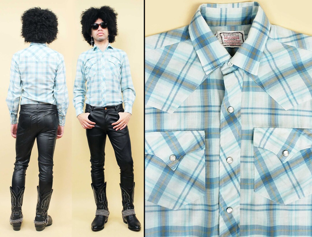 70s Vtg H Bar C Ranchwear Button up Collared Western Yolk Shirt Long ...