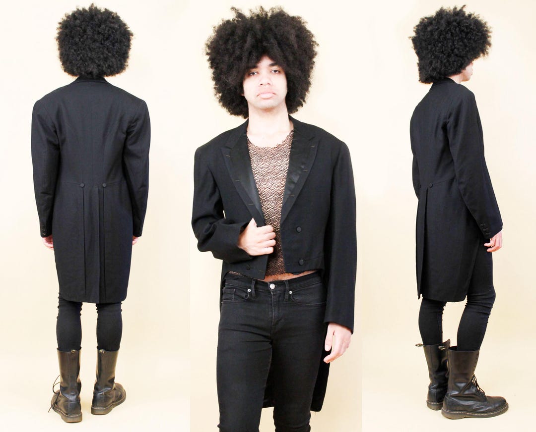 1910s-1940 Vtg Black Tuxedo Long Tails Blazer Jacket Coat Alice Cooper ...