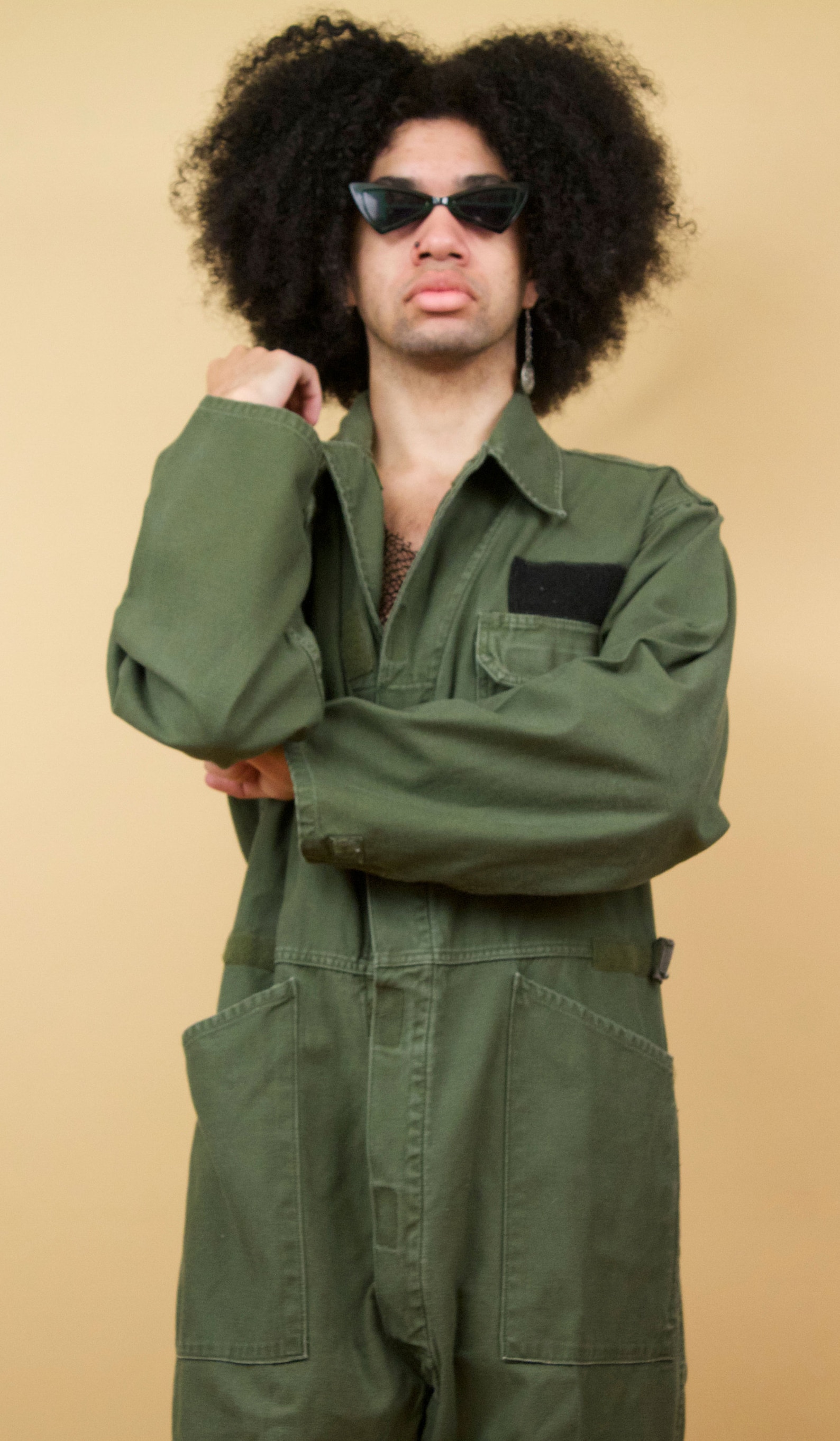 80s 90s Vtg Army Green Heavy 100% Cotton Coveralls Workwear Jumpsuit ...