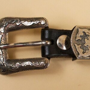 70s 80s Vtg German Silver Concho Black Leather South Western Belt Made ...