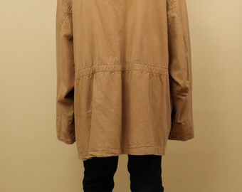 80s 90s Vtg Brown Cotton Canvas Metal Clasp Oversized Chore 80s 90s Vtg Brown Cotton Canvas Metal Clasp Oversized Chore
