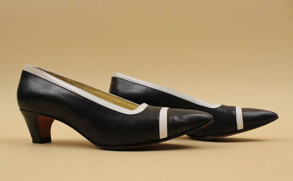 80s Vtg ESCADA Midnight Blue Leather White Stripe Hig… - Gem