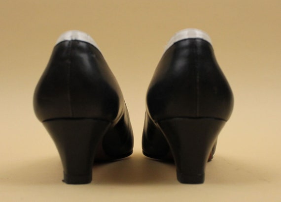 80s Vtg ESCADA Midnight Blue Leather White Stripe Hig… - Gem