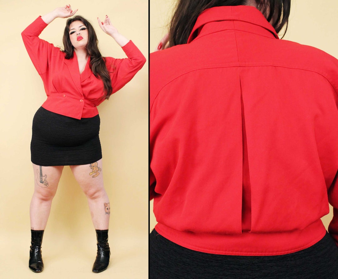80s Vtg Red Wool Batwing Jacket New Wave Punk Cropped Crop Coat ...
