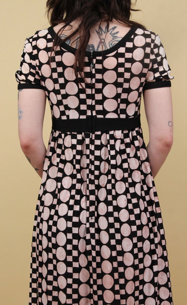 60s Vtg Op Art Circle Checker Pattern Maxi Dress Scoop Neck - Etsy