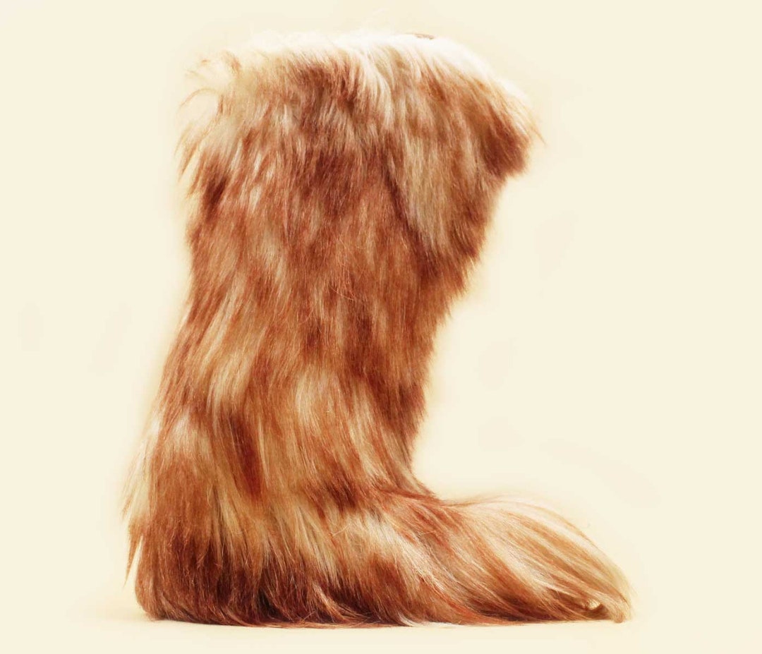70s Vtg Super Shaggy Goat Fur Yeti Snow Boot by Ideal Winter Fleece ...
