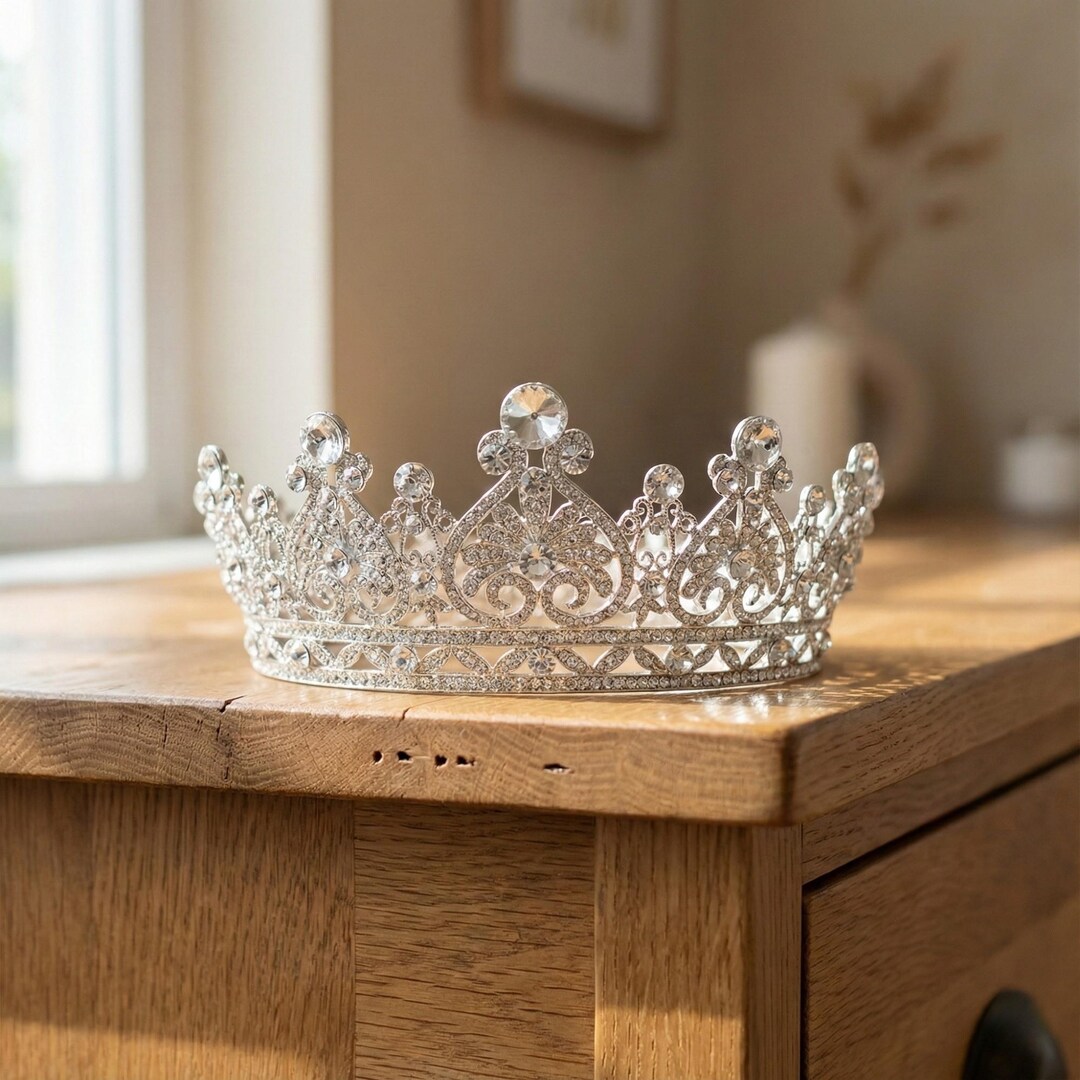 Gold Crystal Tiara Crown, Bridal Wedding Headpiece | Queen Style ...