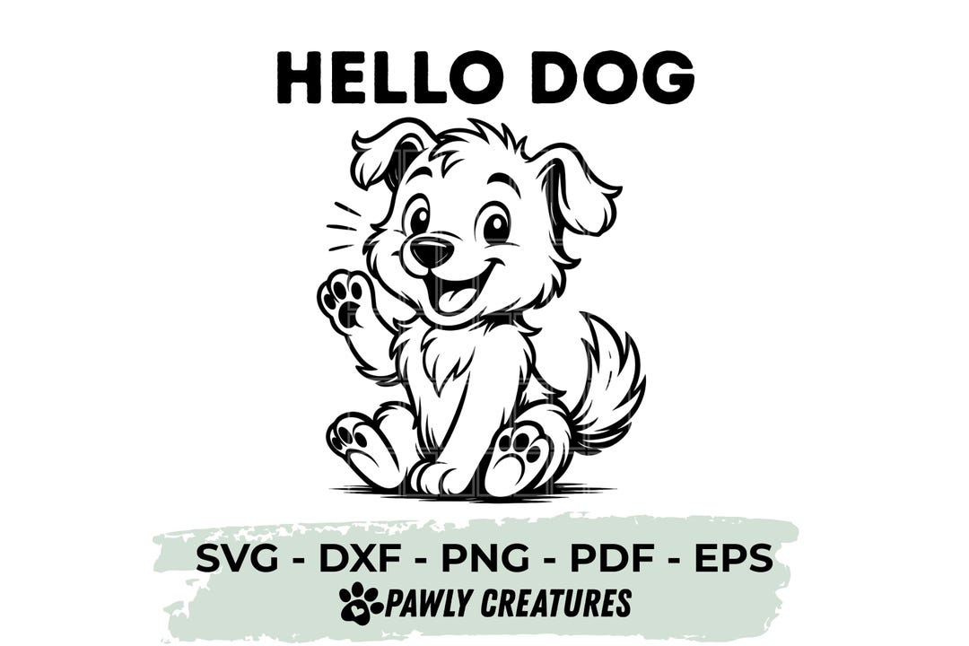 Hello Dog Clipart | Kawaii Animal | Svg Png Dxf Pdf | Pawly Creatures ...