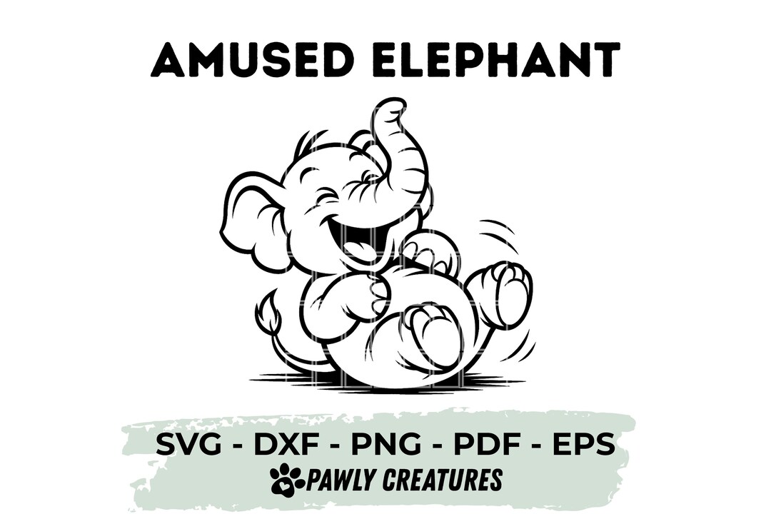 Amused Elephant Clipart | Kawaii Animal | Svg Png Dxf Pdf | Pawly ...