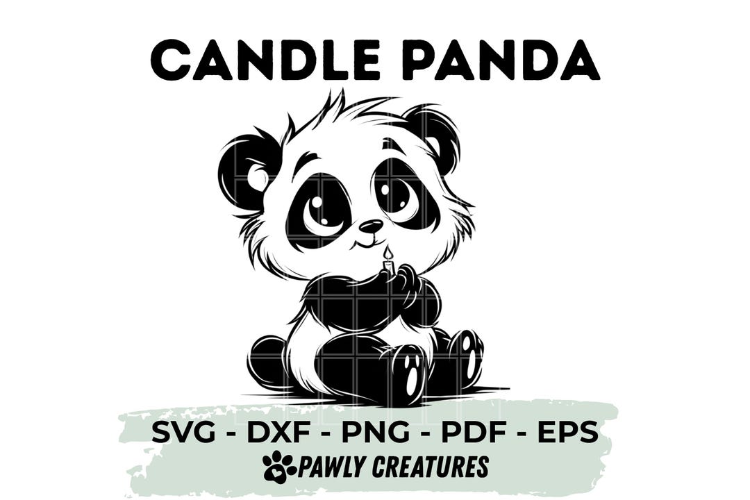 Candle Panda Clipart | Kawaii Animal | Svg Png Dxf Pdf | Pawly ...