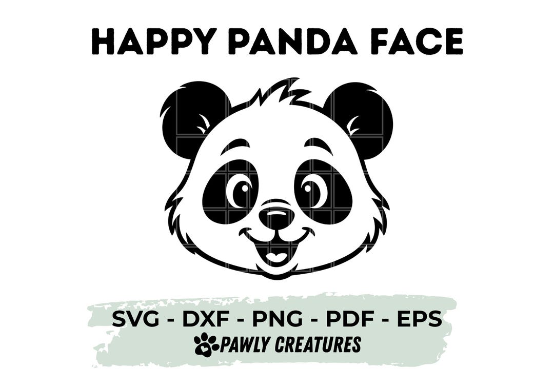 Happy Panda Face Svg | Kawaii Animal | Svg Png Dxf Pdf | Pawly ...