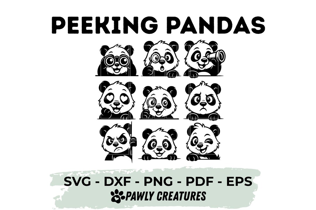 Peeking Pandas – Panda Head Expressions SVG Bundle | Pawly Creatures - Etsy