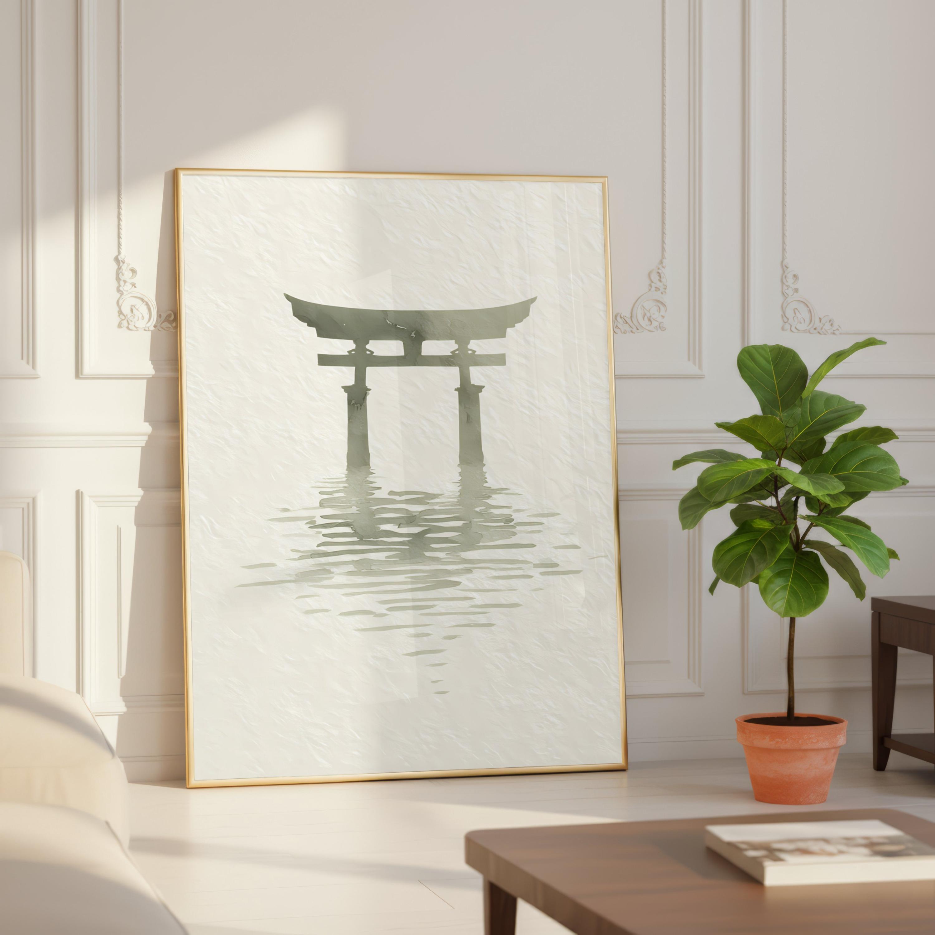 Japandi Torii Gate Printable, Minimal Japanese Wall Art, Neutral Zen ...