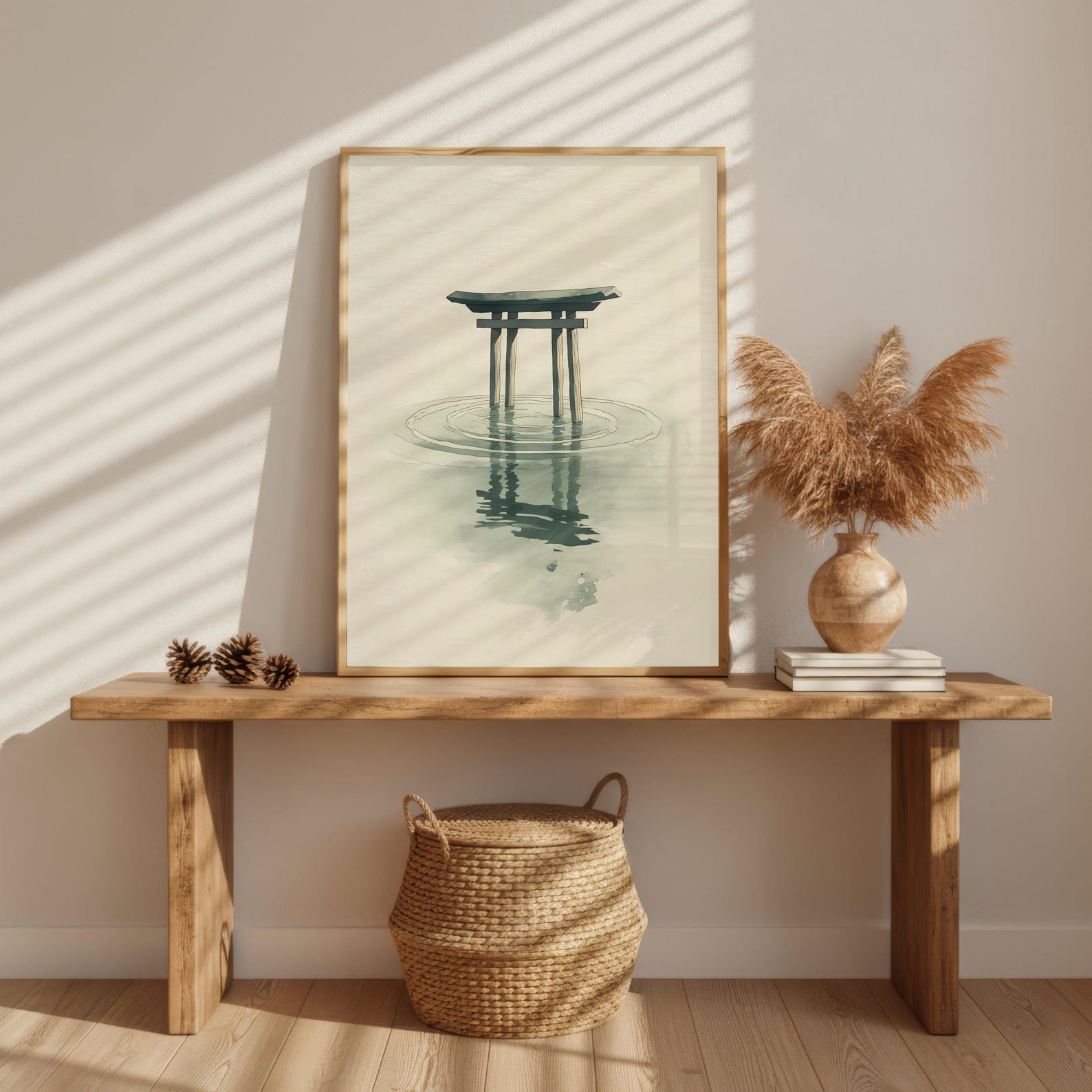 Japandi Torii Gate Printable Art, Minimal Japanese Wall Decor, Zen ...