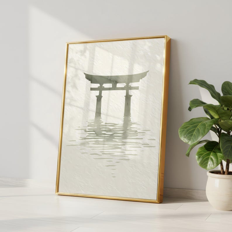 Japandi Torii Gate Printable, Minimal Japanese Wall Art, Neutral Zen ...