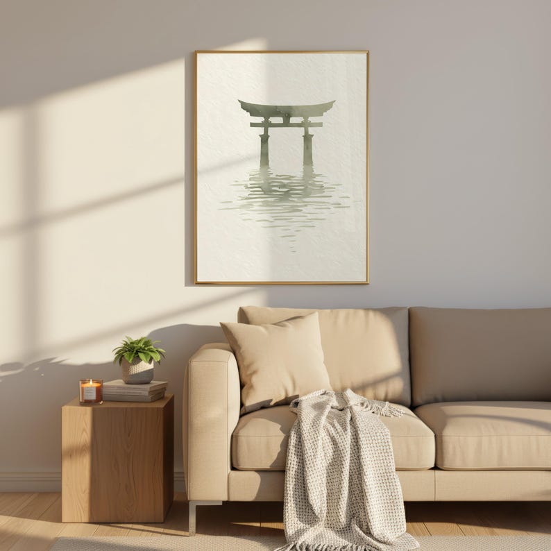 Japandi Torii Gate Printable, Minimal Japanese Wall Art, Neutral Zen ...