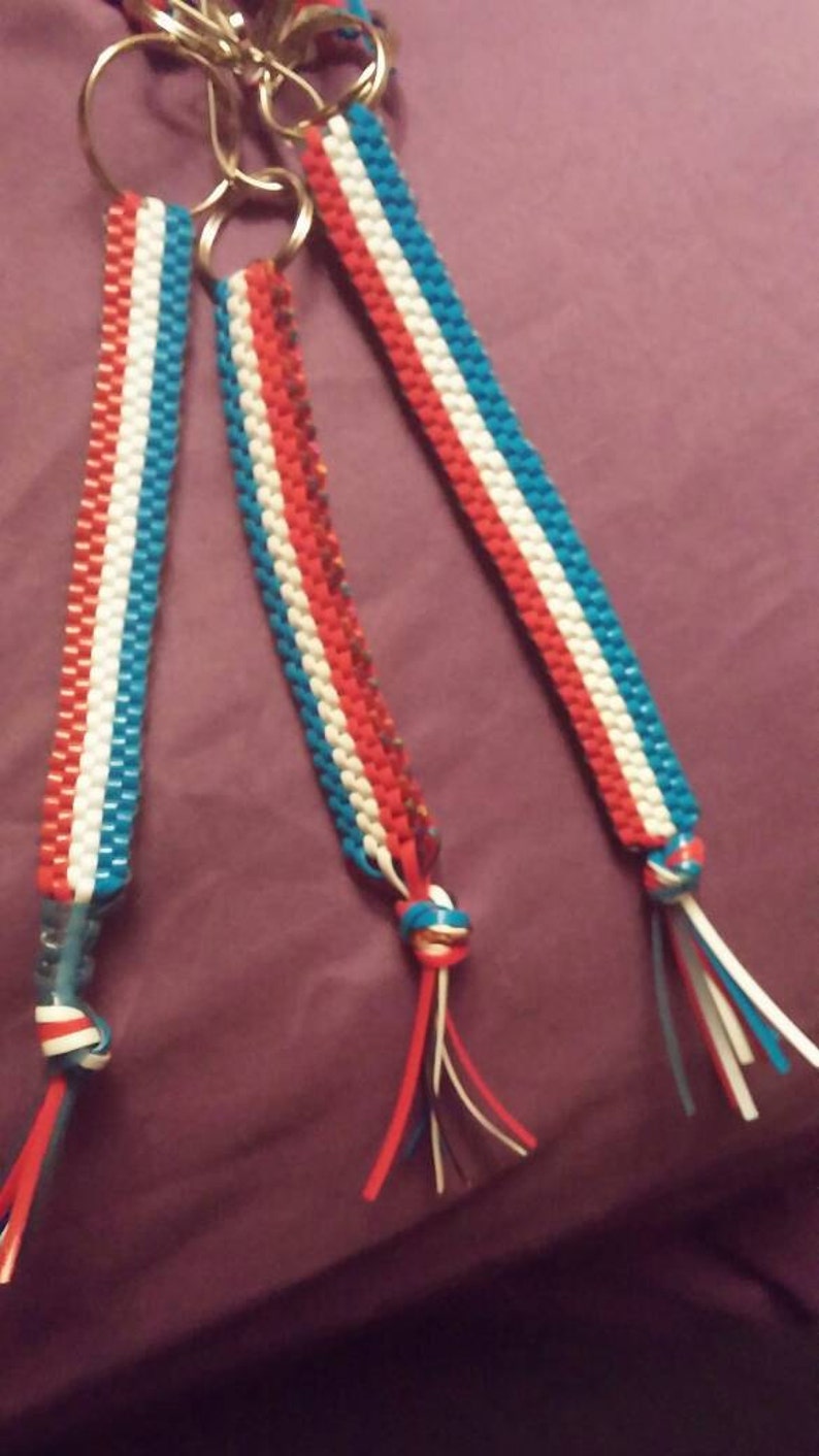 Red White and Blue Gimp Keychains - Etsy