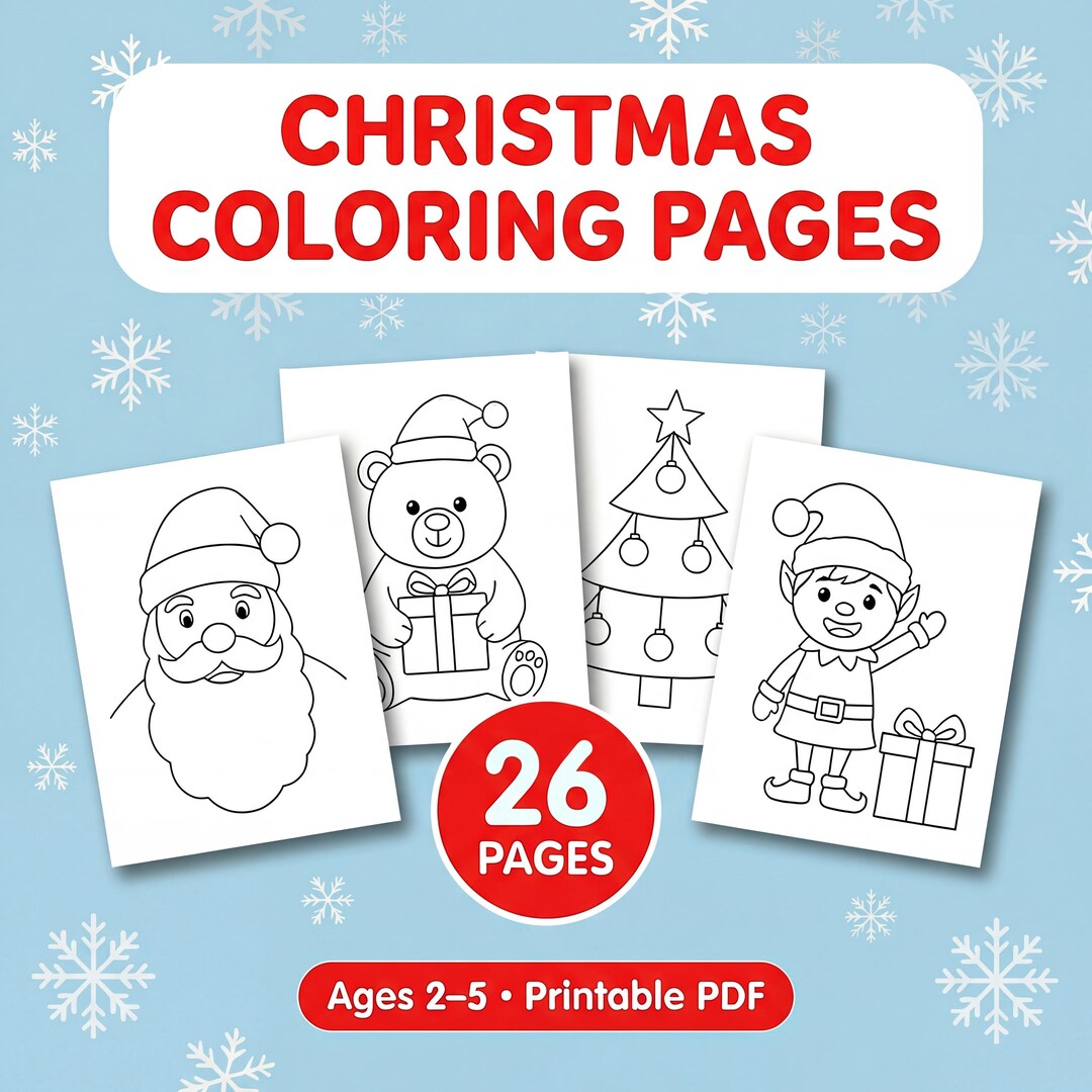 Christmas Coloring Pages for Kids & Toddlers – Holiday Activity, 26 ...