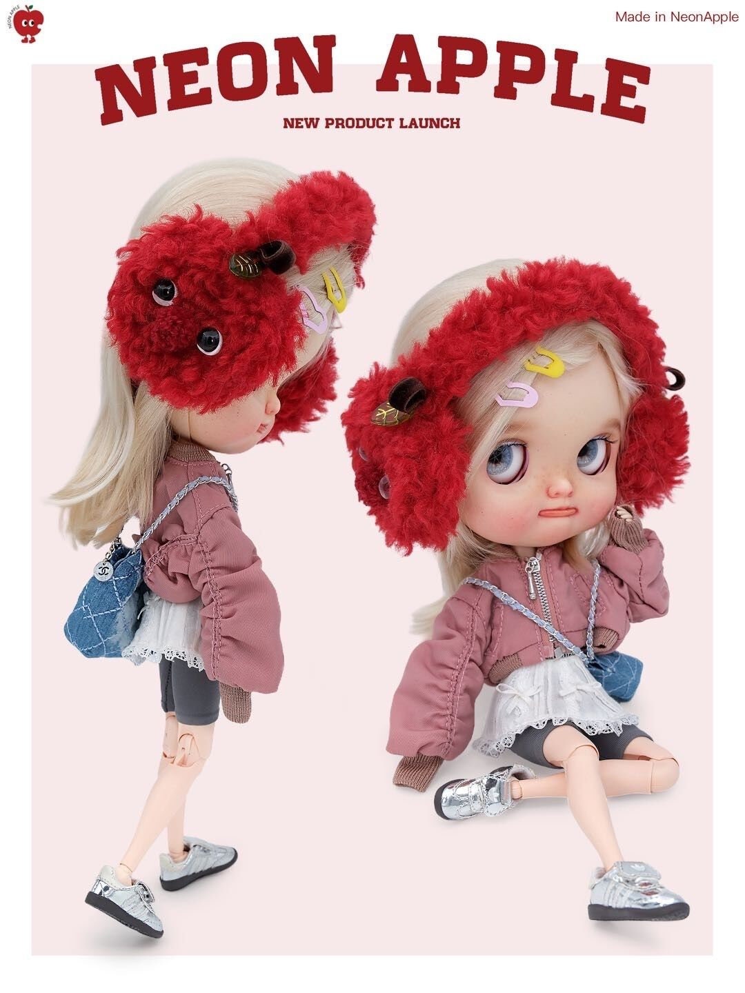 Pre-order Neon Apple Pilot Jacket for Blythe Dolls Doll Clothes Outfits ...