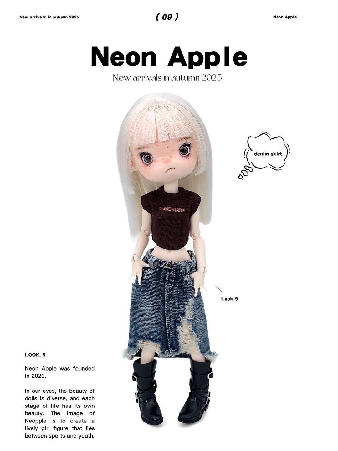 Pre-order - Neon Apple Distressed Ripped Denim Skirt for Blythe Dolls 1 ...