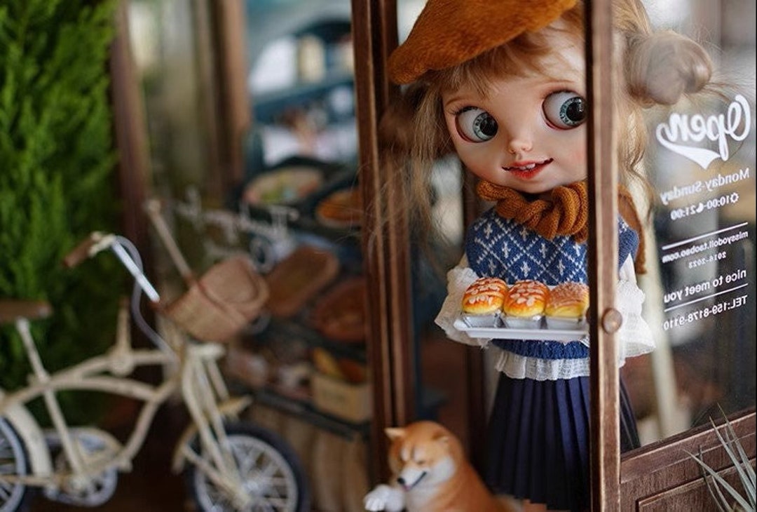 Miss Yo 2023 Blue Checker 2-way Wearing Knit Vest for Blythe Dolls ...