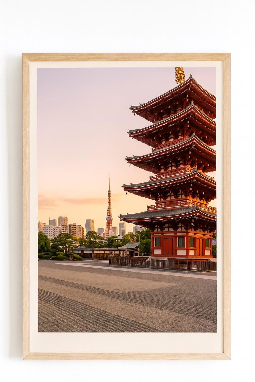 Tokyo Pagoda Print | Japanese Temple Wall Art | Tokyo Tower Poster ...