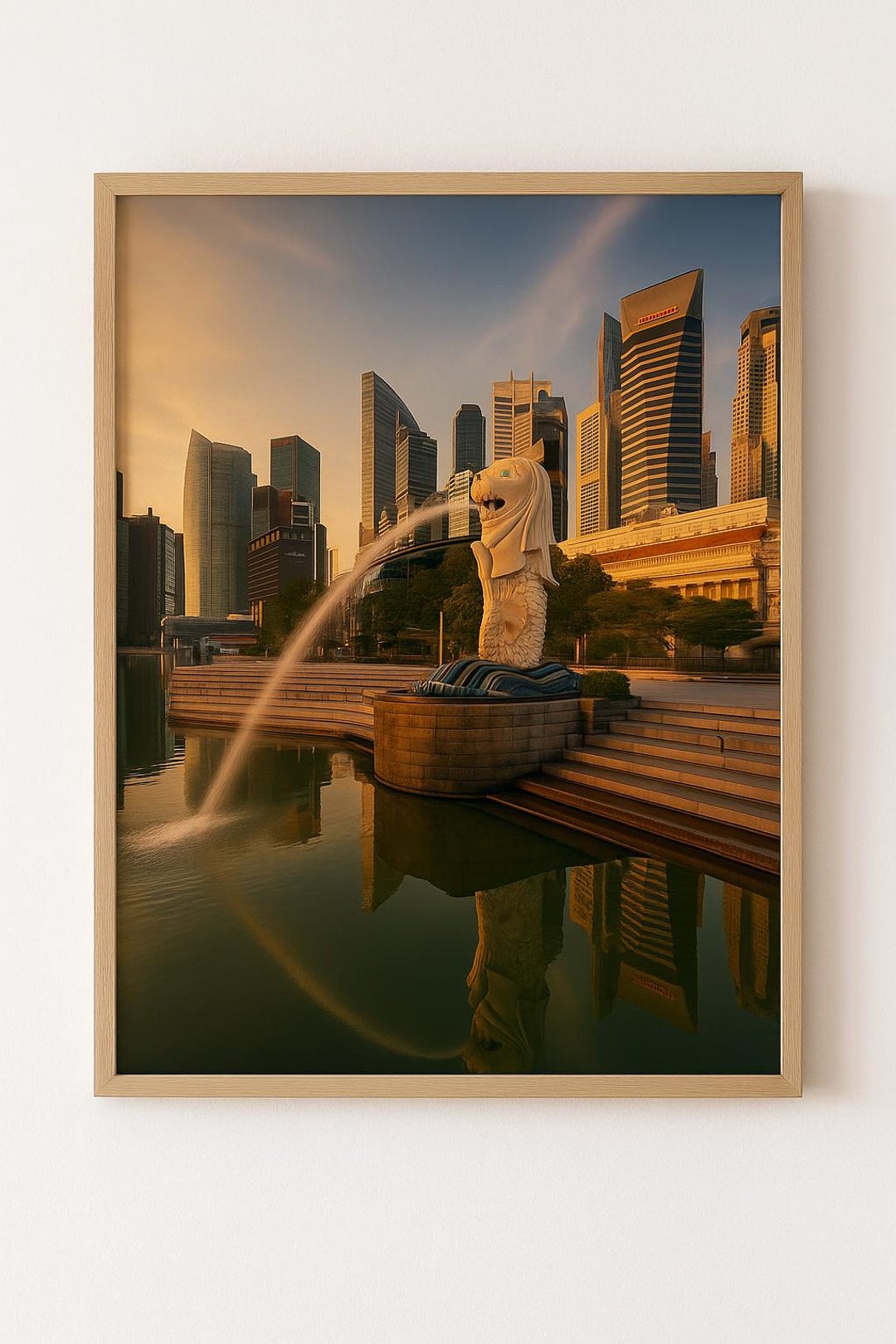 Singapore Merlion Poster, Aesthetic Skyline Wall Art, Cityscape Print ...