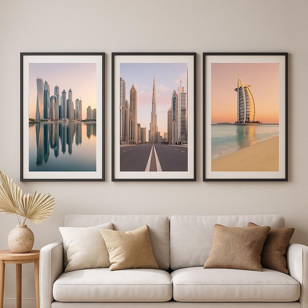 Set of 3 Dubai Posters, Dubai Aesthetic Poster Pack, Desert & Skyline ...