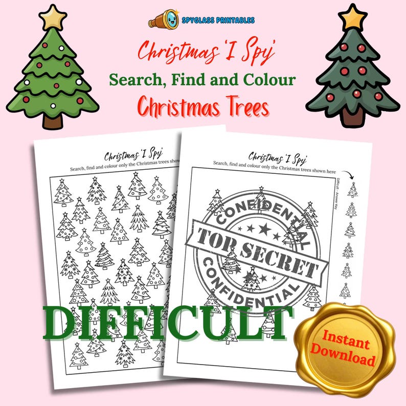 4 Christmas Tree 'I Spy' Search and Find Printable Activity: 4 Unique ...